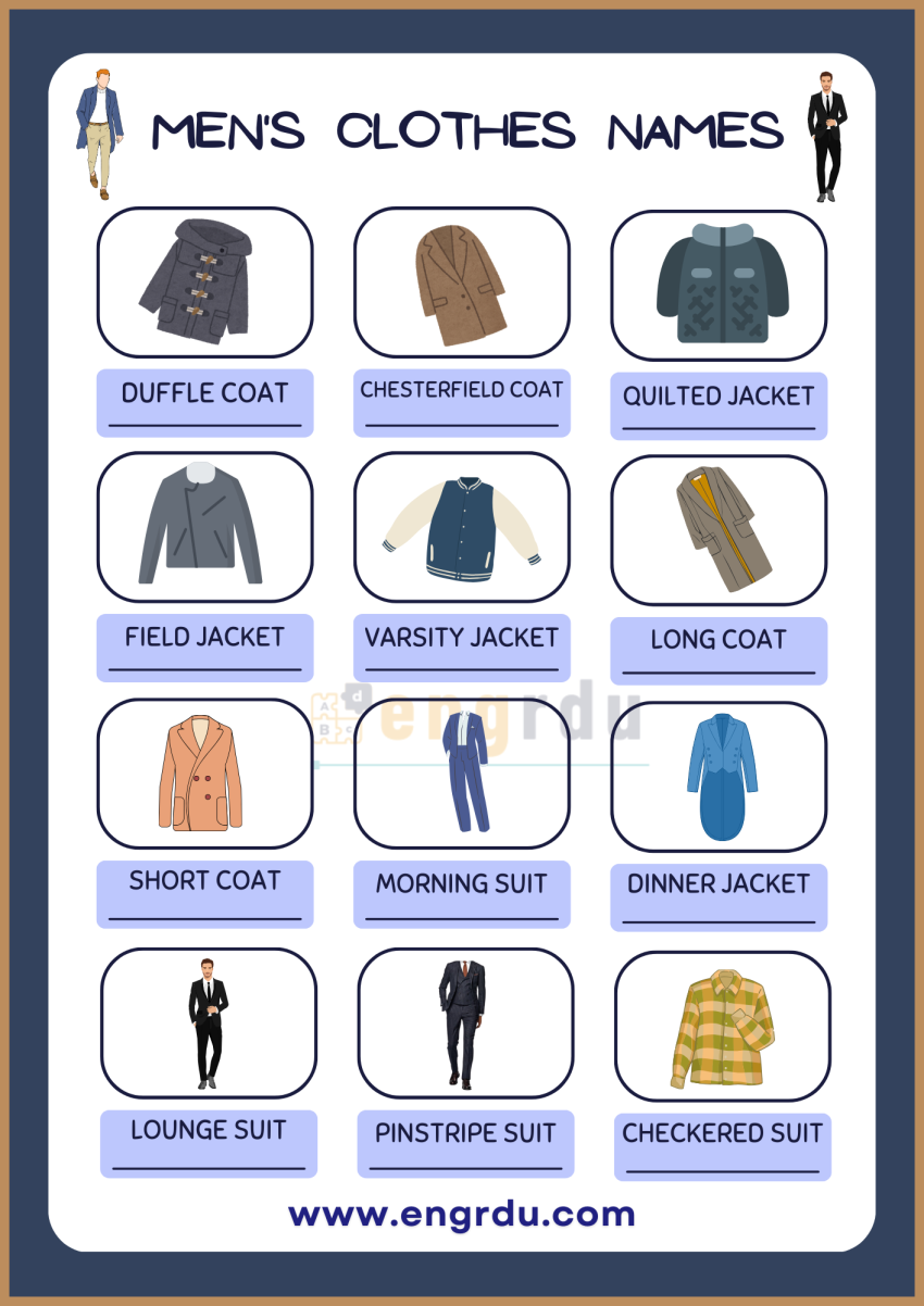 90+ Men's Clothes Names with Pictures | Clothes Names List