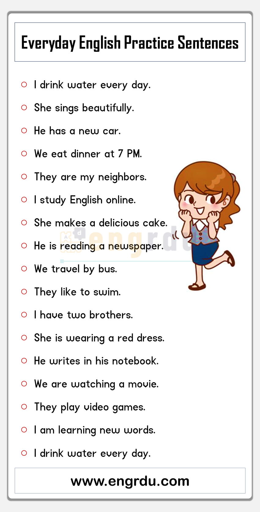 English Speaking Practice Sentences for New Learners | PDF