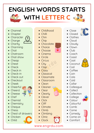 100 English Words That Start with C with Meanings - Engrdu