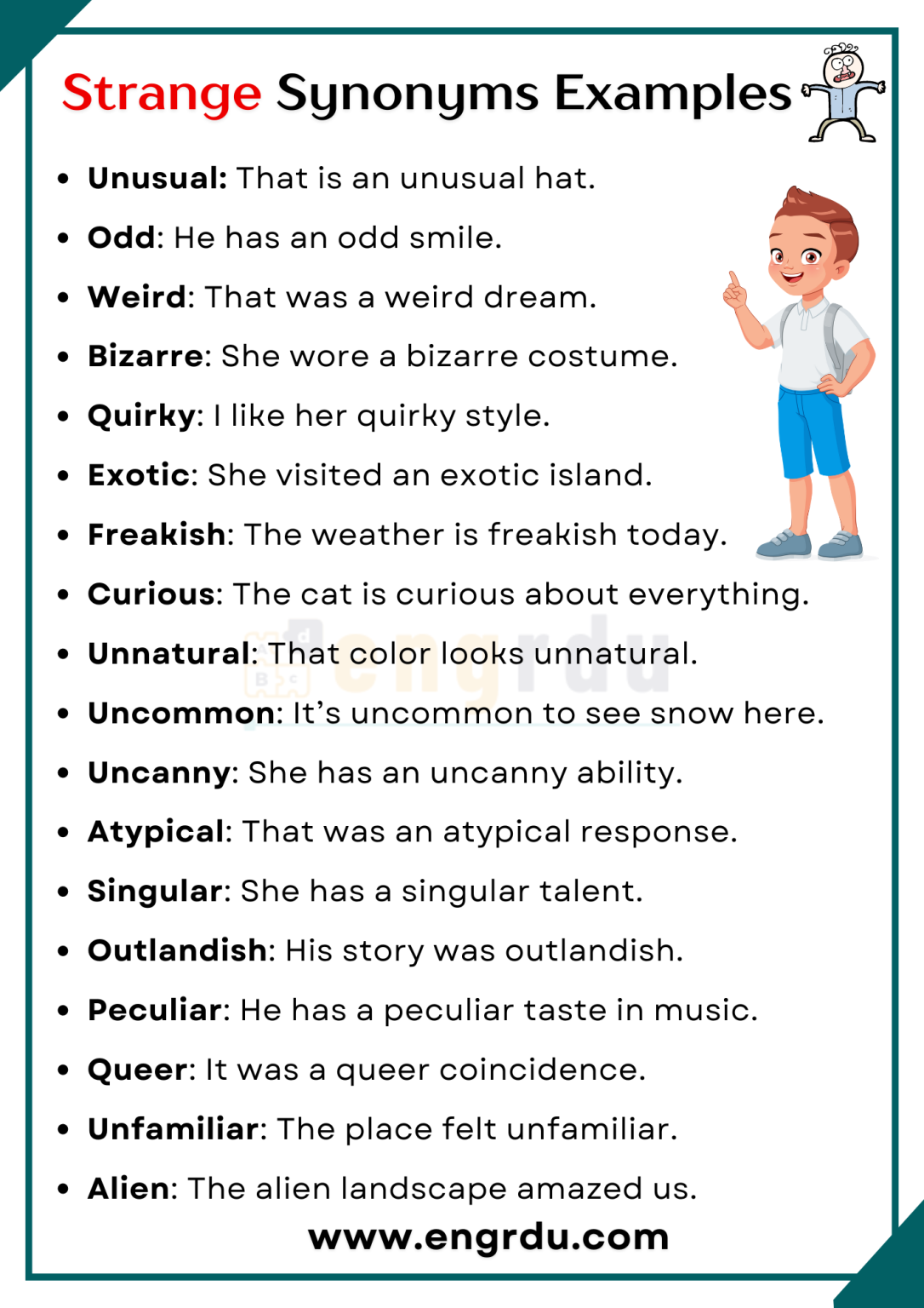 Synonyms of Strange with Meanings and Examples
