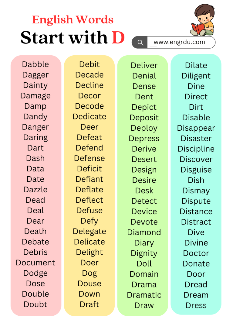100 Unique English Words that Start with the Letter D - Engrdu