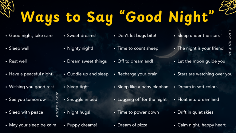 30+ Professional Ways to Say Good Night in English - Engrdu