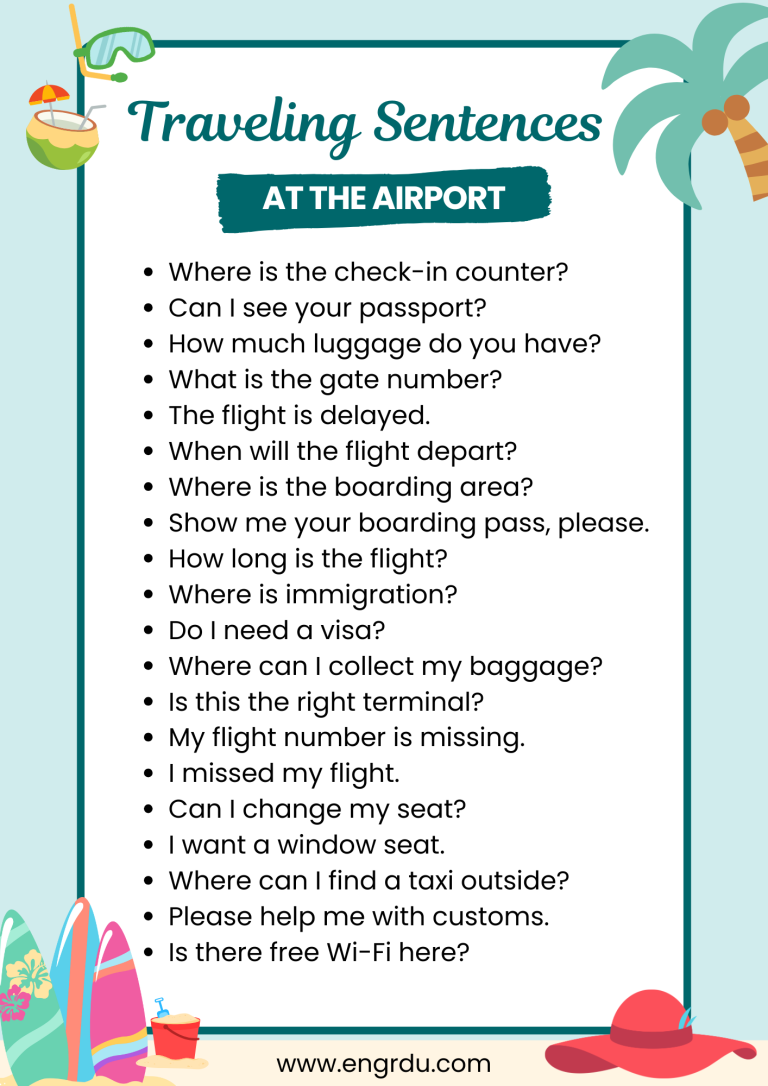 Traveling Conversation and Sentences in English - Engrdu