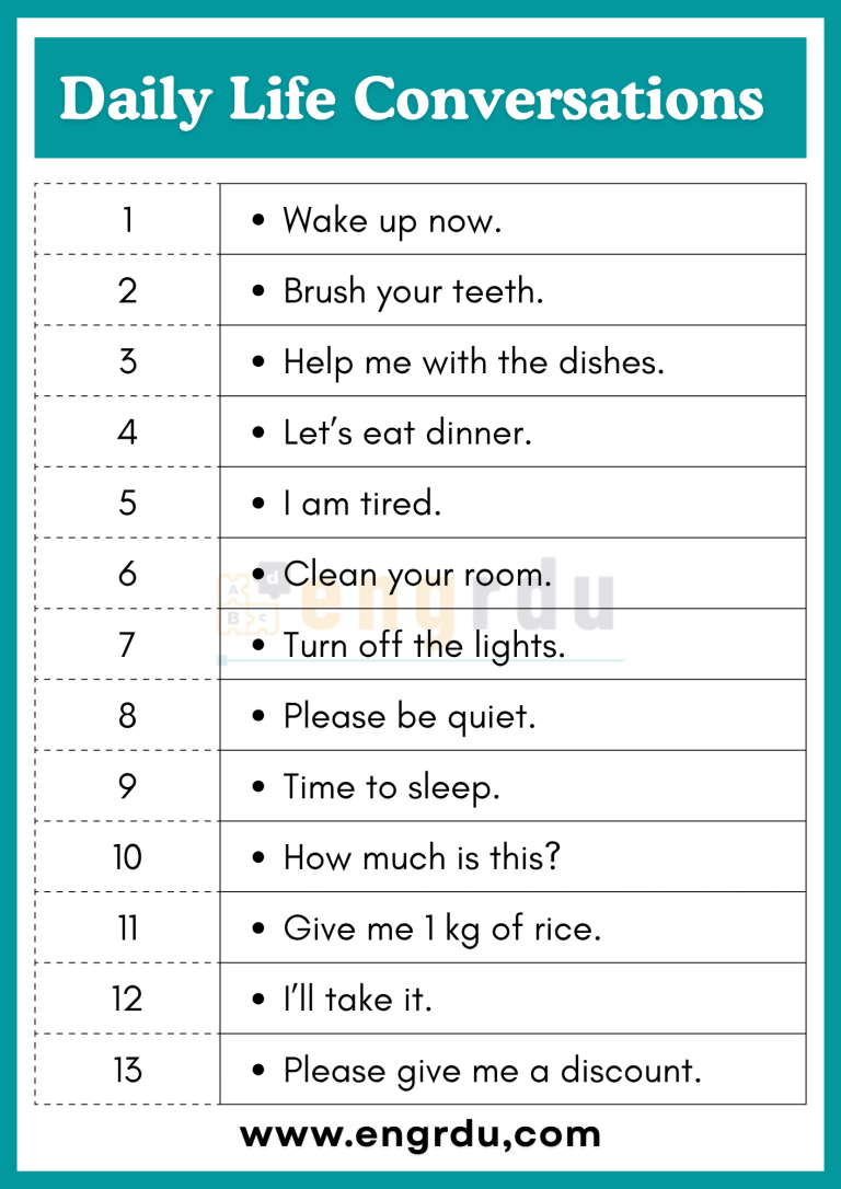100+ Simple English Sentences Used Daily with free PDF - Engrdu