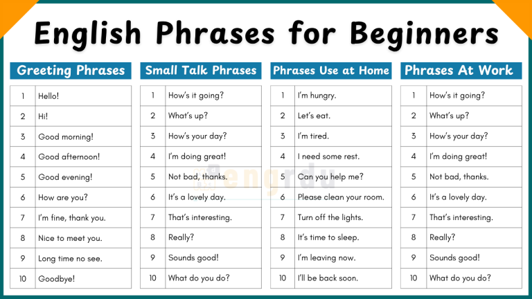 Daily Used English Phrases for Beginners with PDF - Engrdu