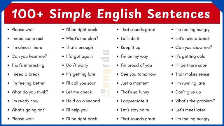 100+ Simple English Sentences Used Daily with free PDF - Engrdu