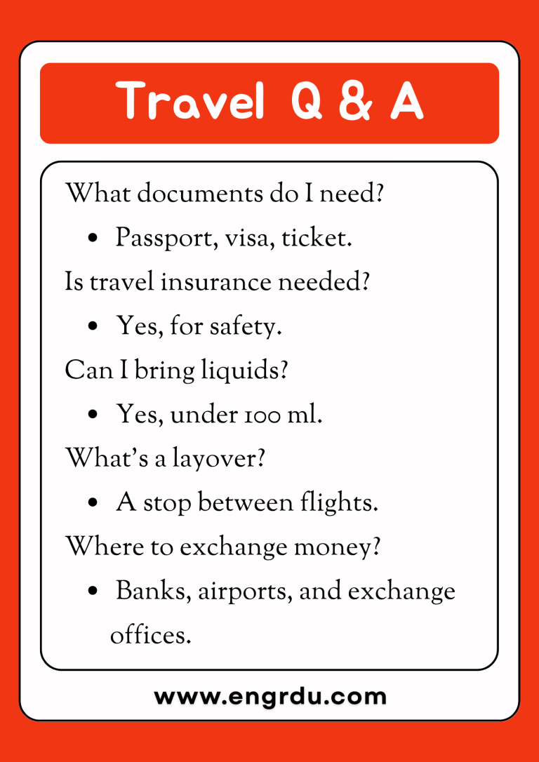 40 Travel Vocabulary Words with Meanings and Phrases - Engrdu
