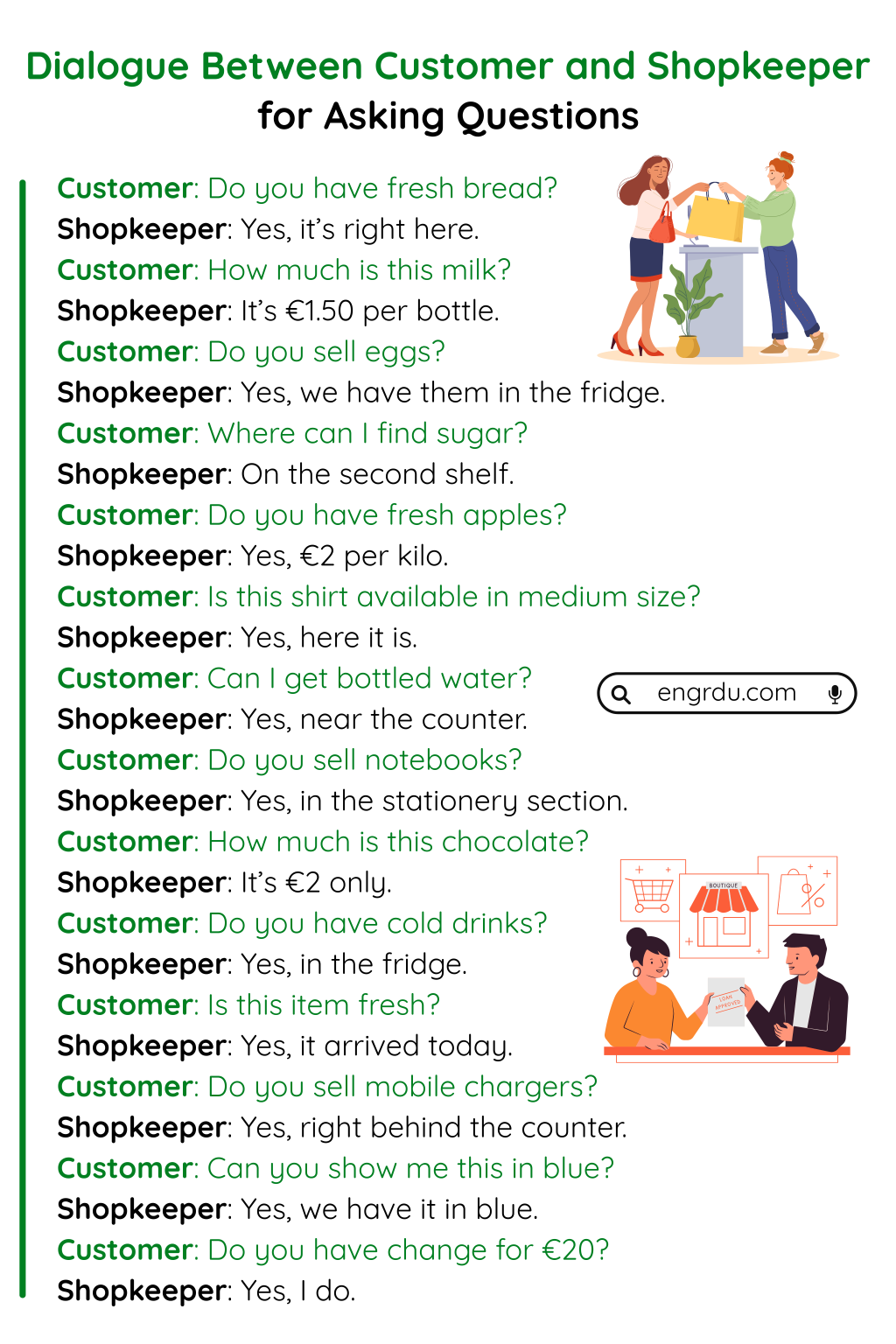 Dialogue Between Customer and Shopkeeper - Engrdu