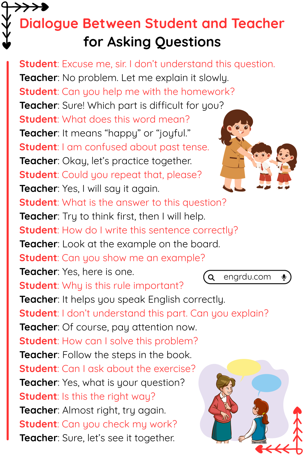 Dialogue Between Student and Teacher in English - Engrdu