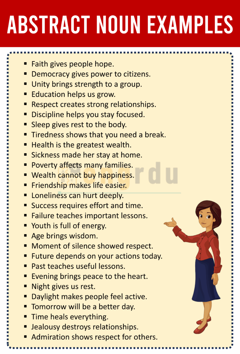 100+ Abstract Noun Examples in Sentences - Engrdu
