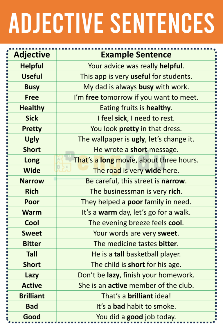 100+ Adjective Examples in Sentences in English - Engrdu
