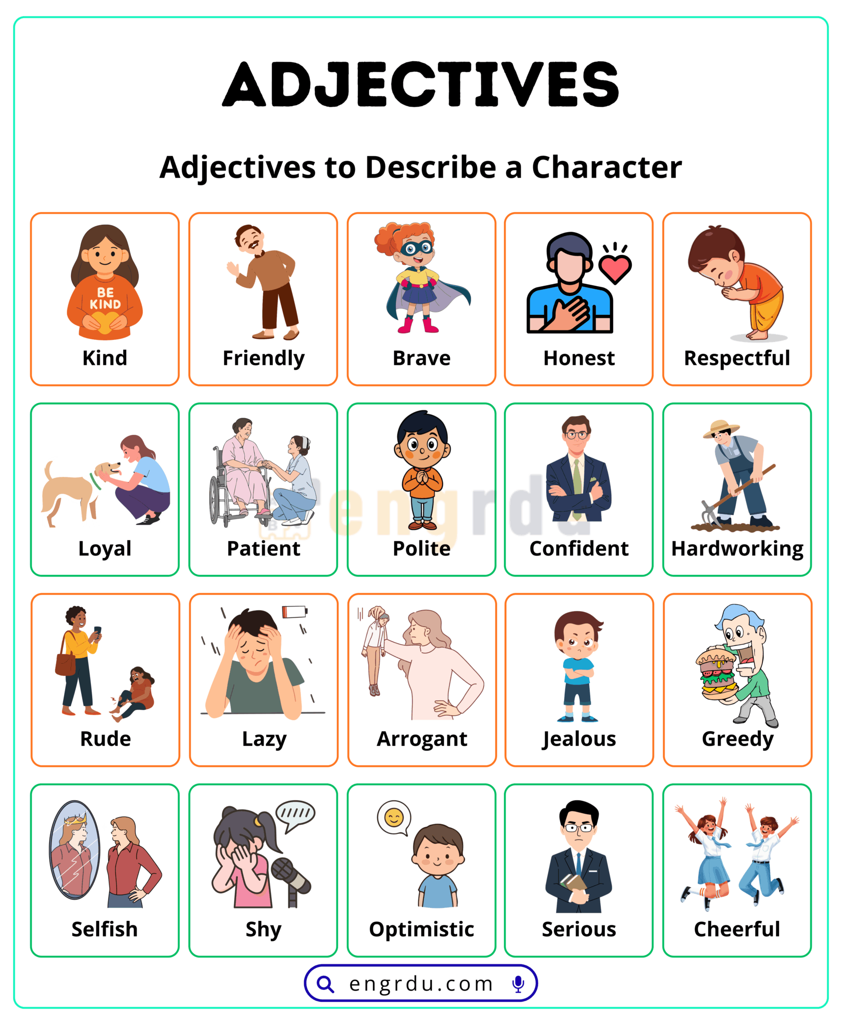 Adjectives to Describe a Character in English - Engrdu