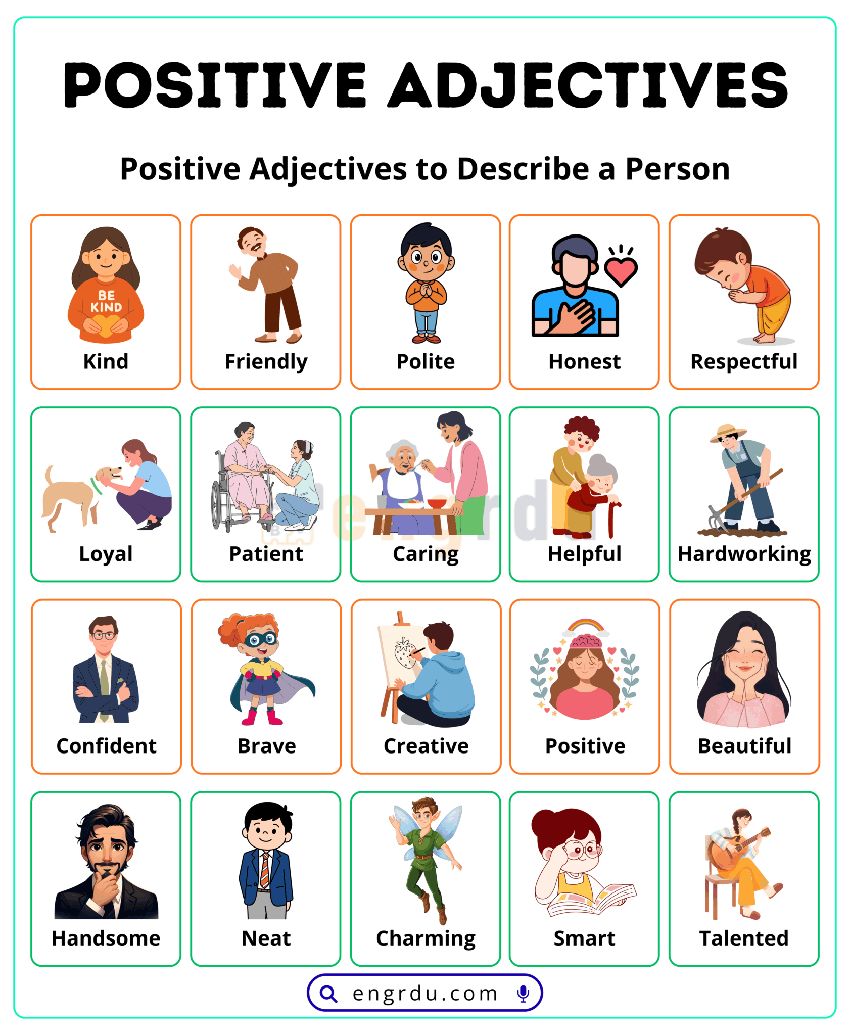 Positive Adjectives to Describe a Person in English - Engrdu