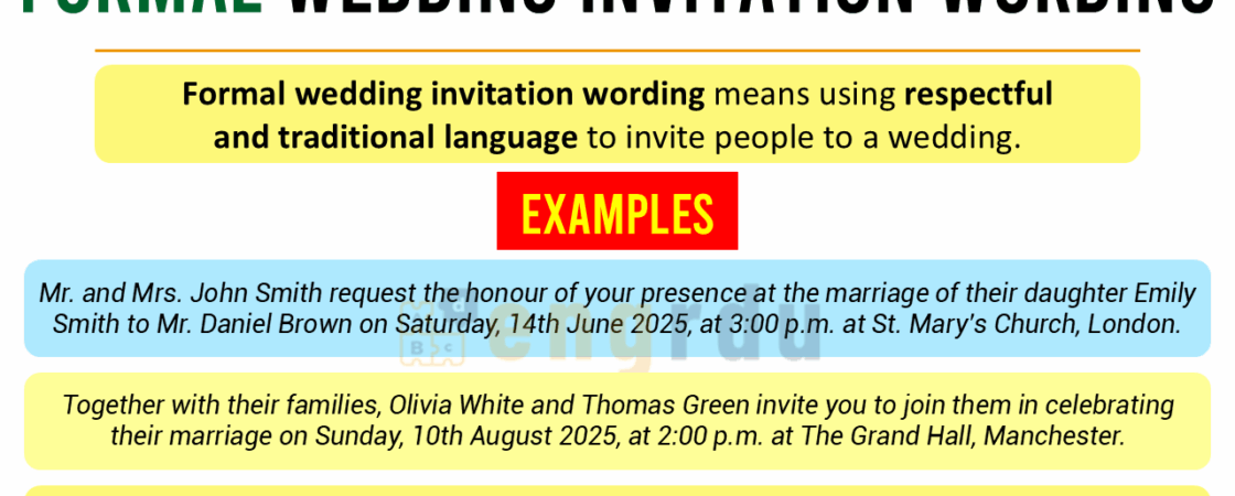 Formal Wedding Invitation Wording in English - Engrdu