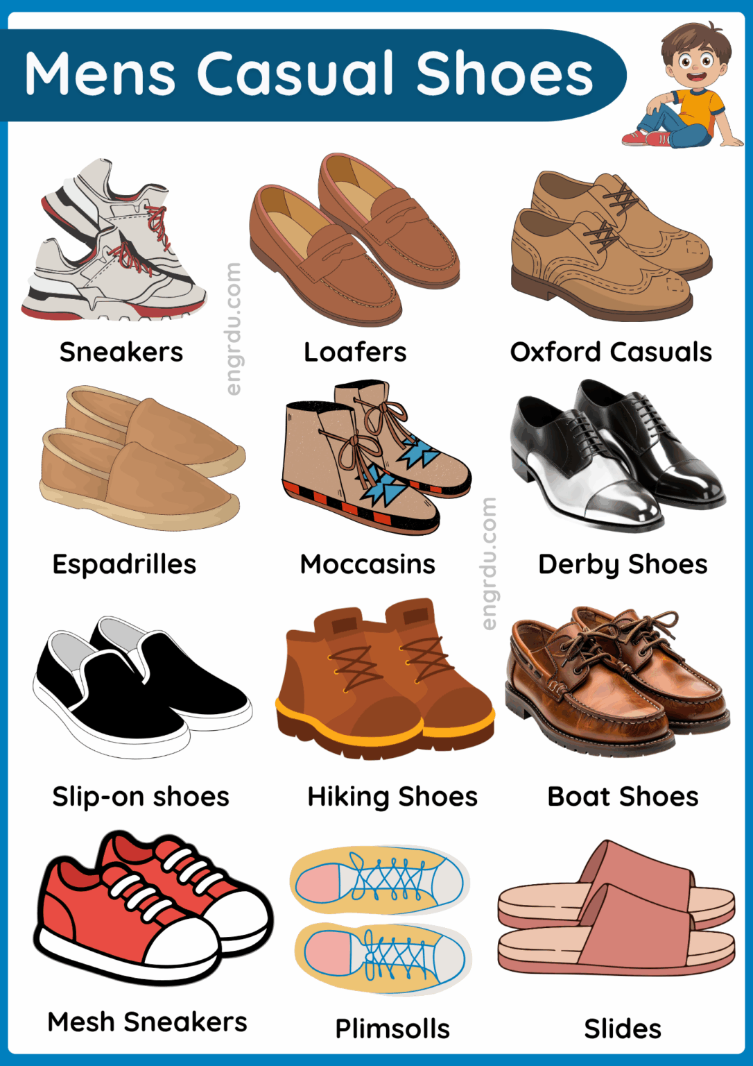 Mens Casual Shoes Name in English with Pictures - Engrdu