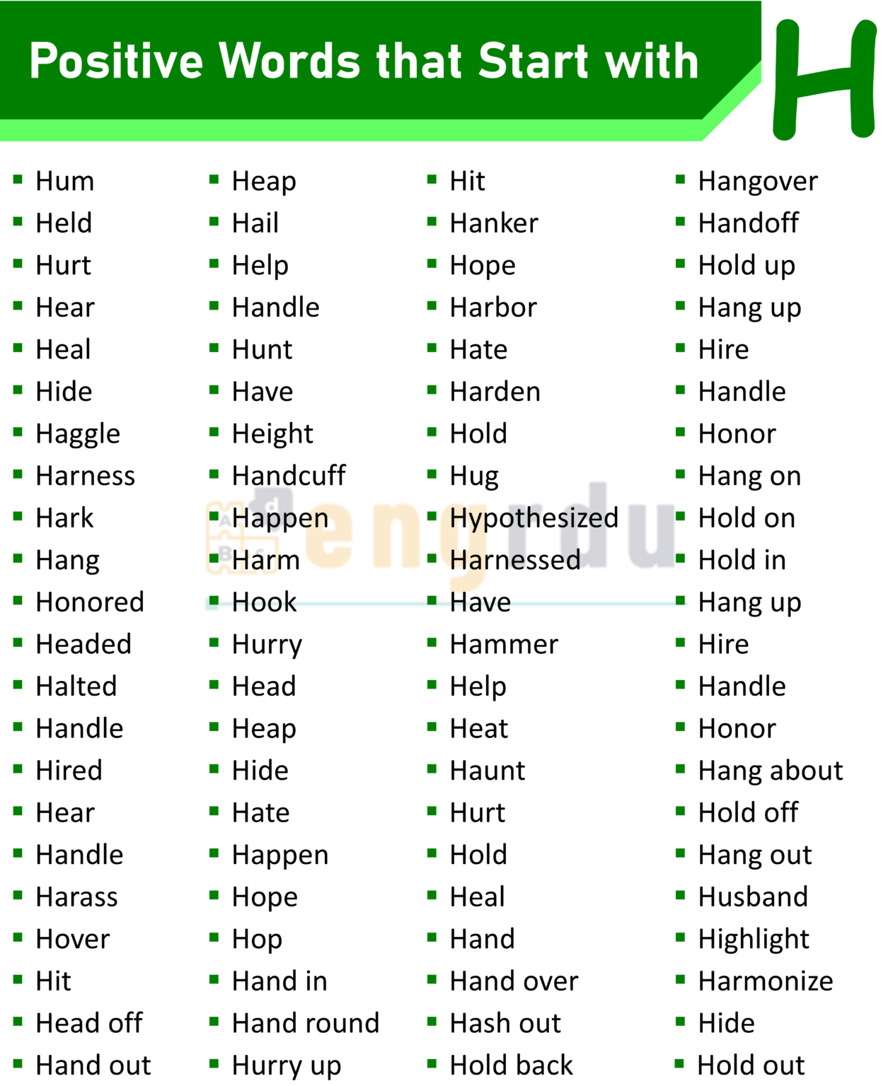 1000+ A to Z Positive Words in English with PDF - Engrdu
