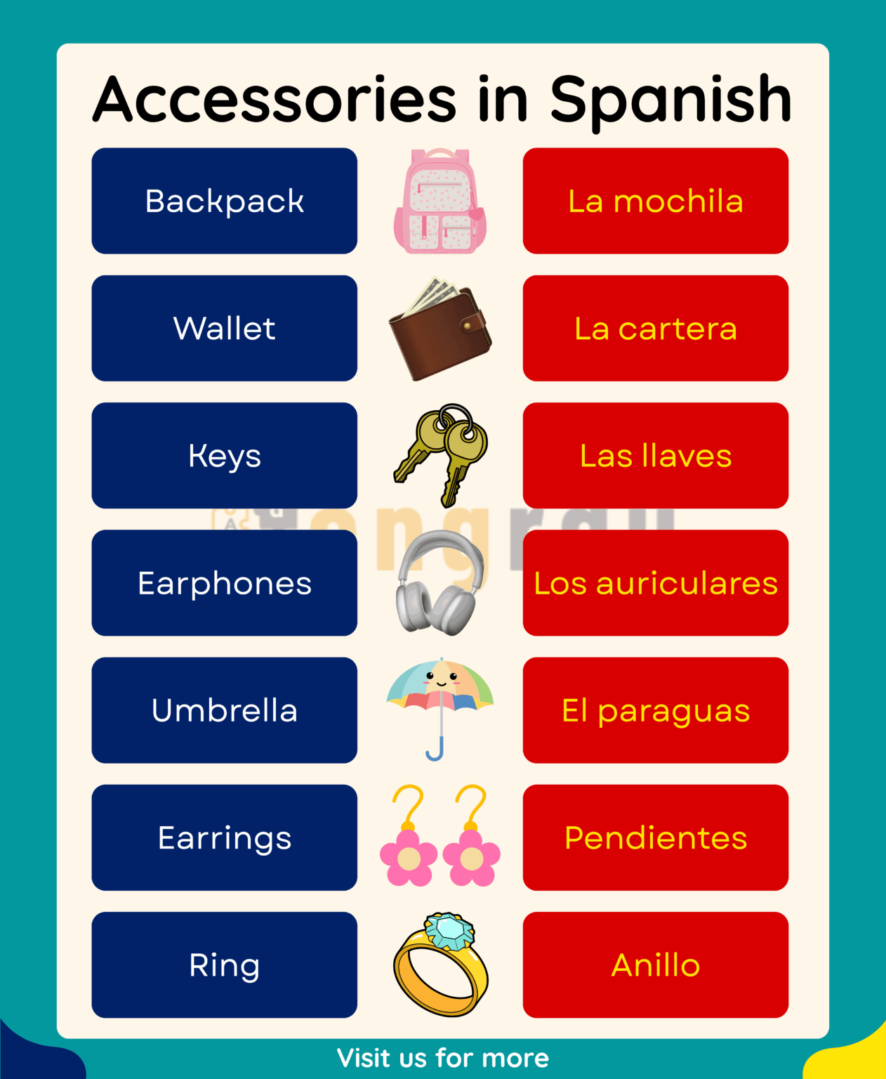 30+ Accessories in Spanish and Their Pictures - Engrdu