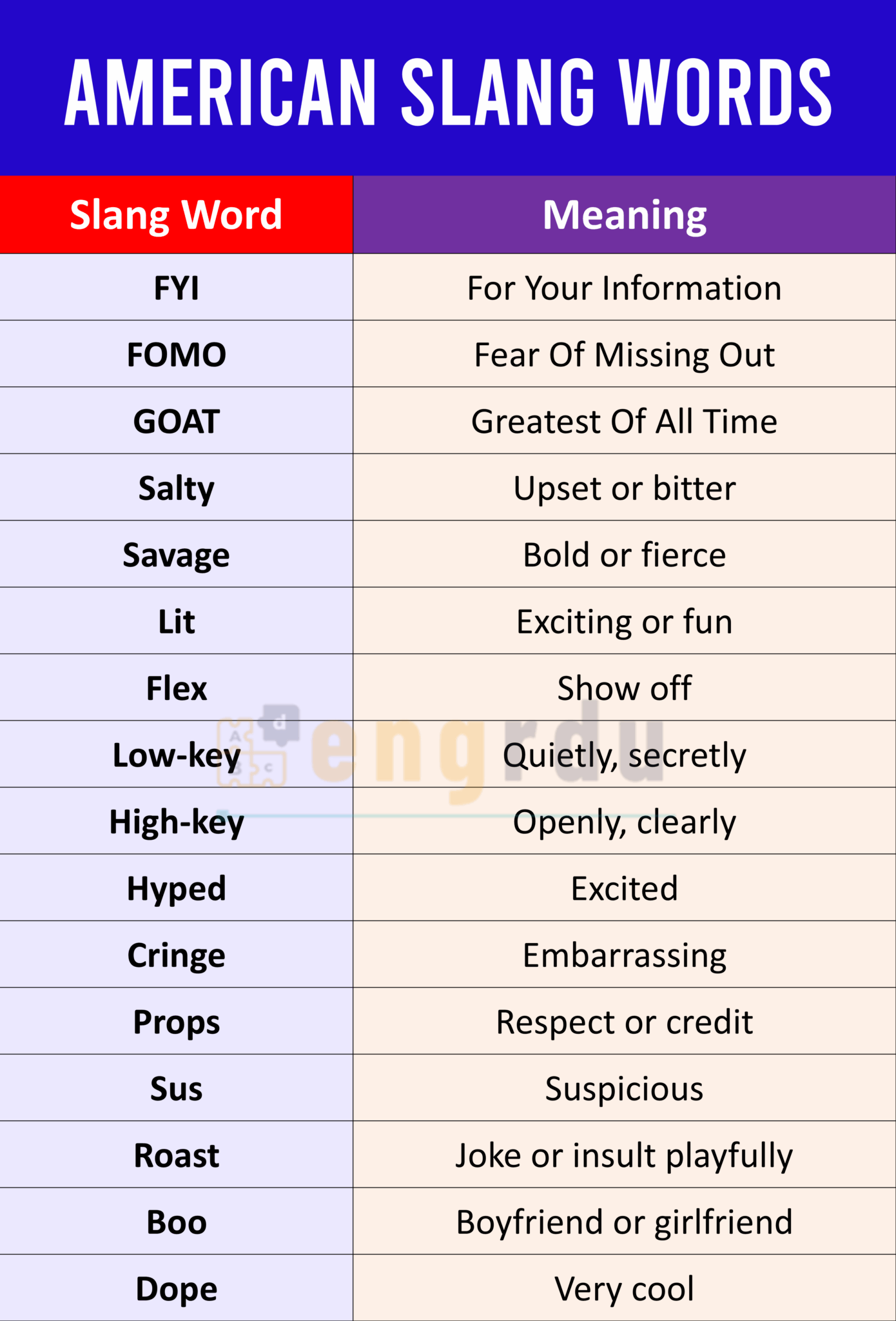 55+ American Words Slang with Meanings and Examples - Engrdu