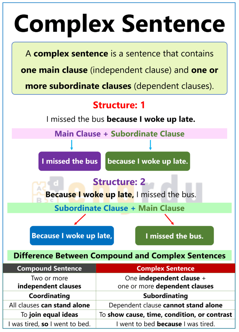 Complex Sentence: Definition, Uses, and Examples - Engrdu