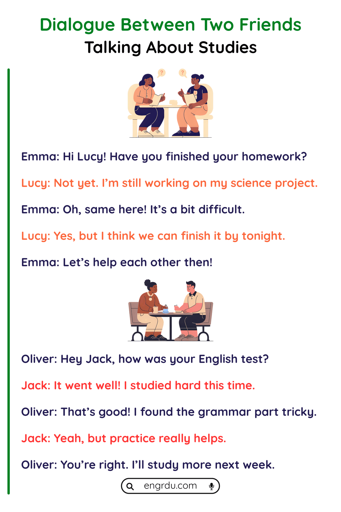 Dialogue Between Two Friends | Conversation Between Friends - Engrdu