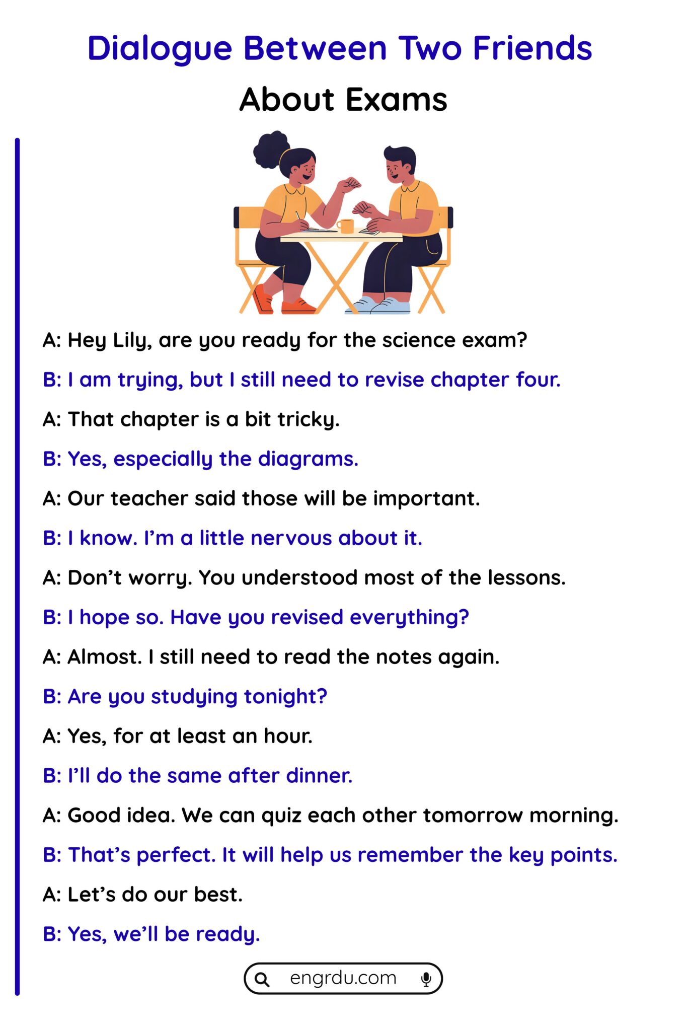 Dialogue Between Two Friends about School in English - Engrdu