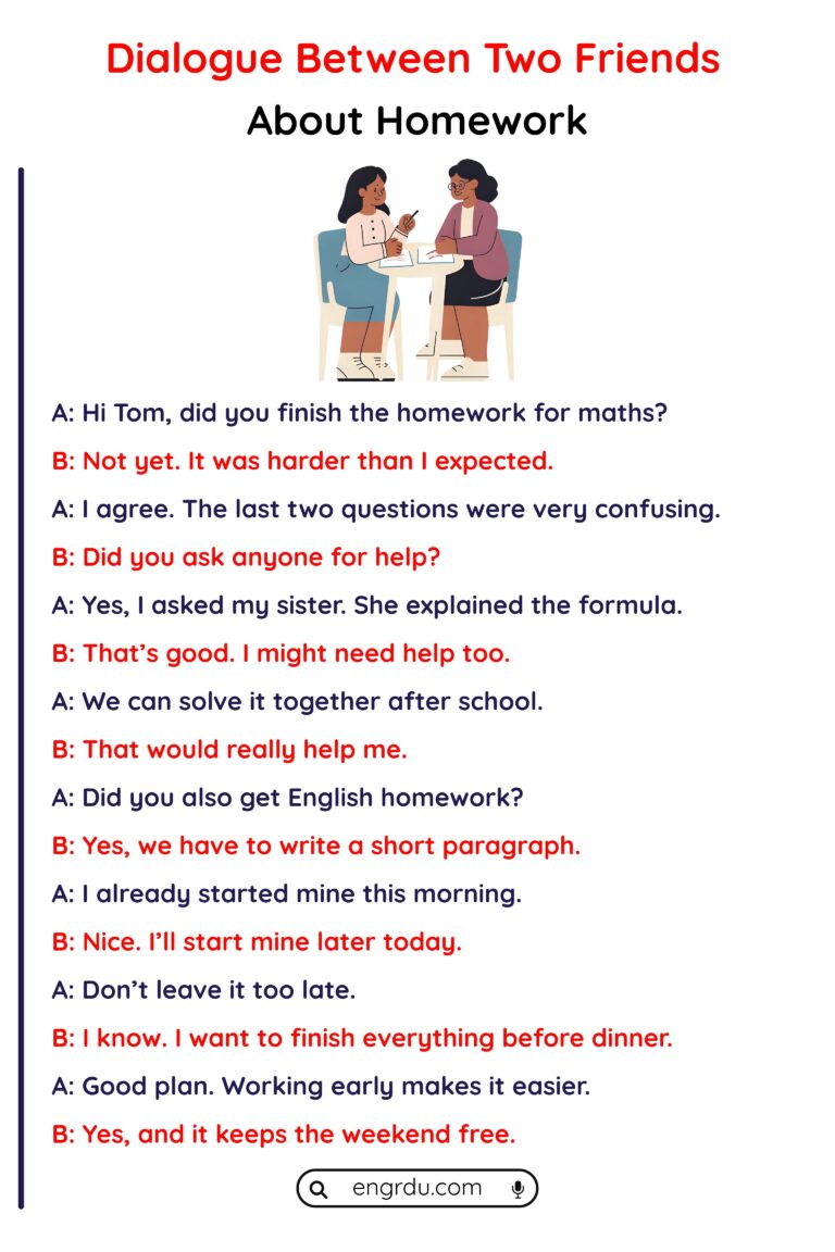 Dialogue Between Two Friends about School in English - Engrdu