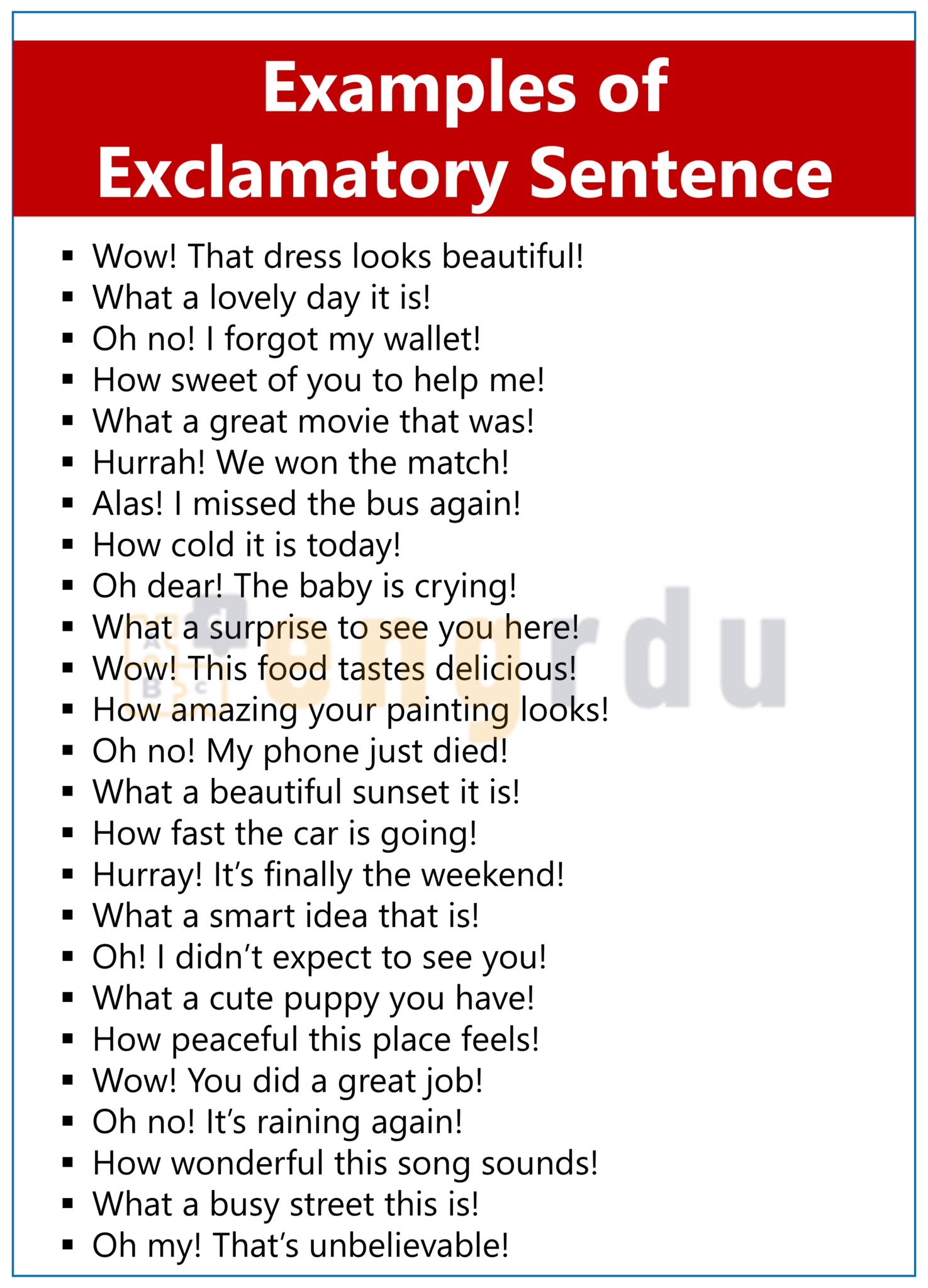 Exclamatory Sentence Definition, Uses, and Examples - Engrdu