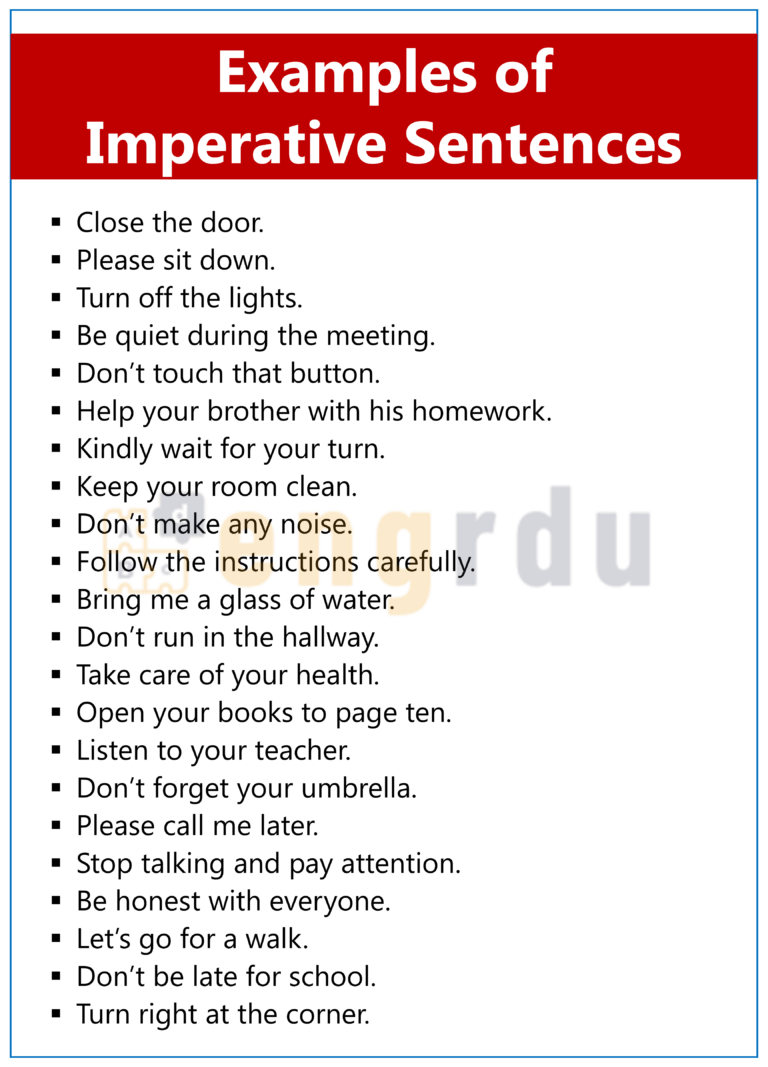 Imperative Sentence Definition, Uses, and Examples - Engrdu