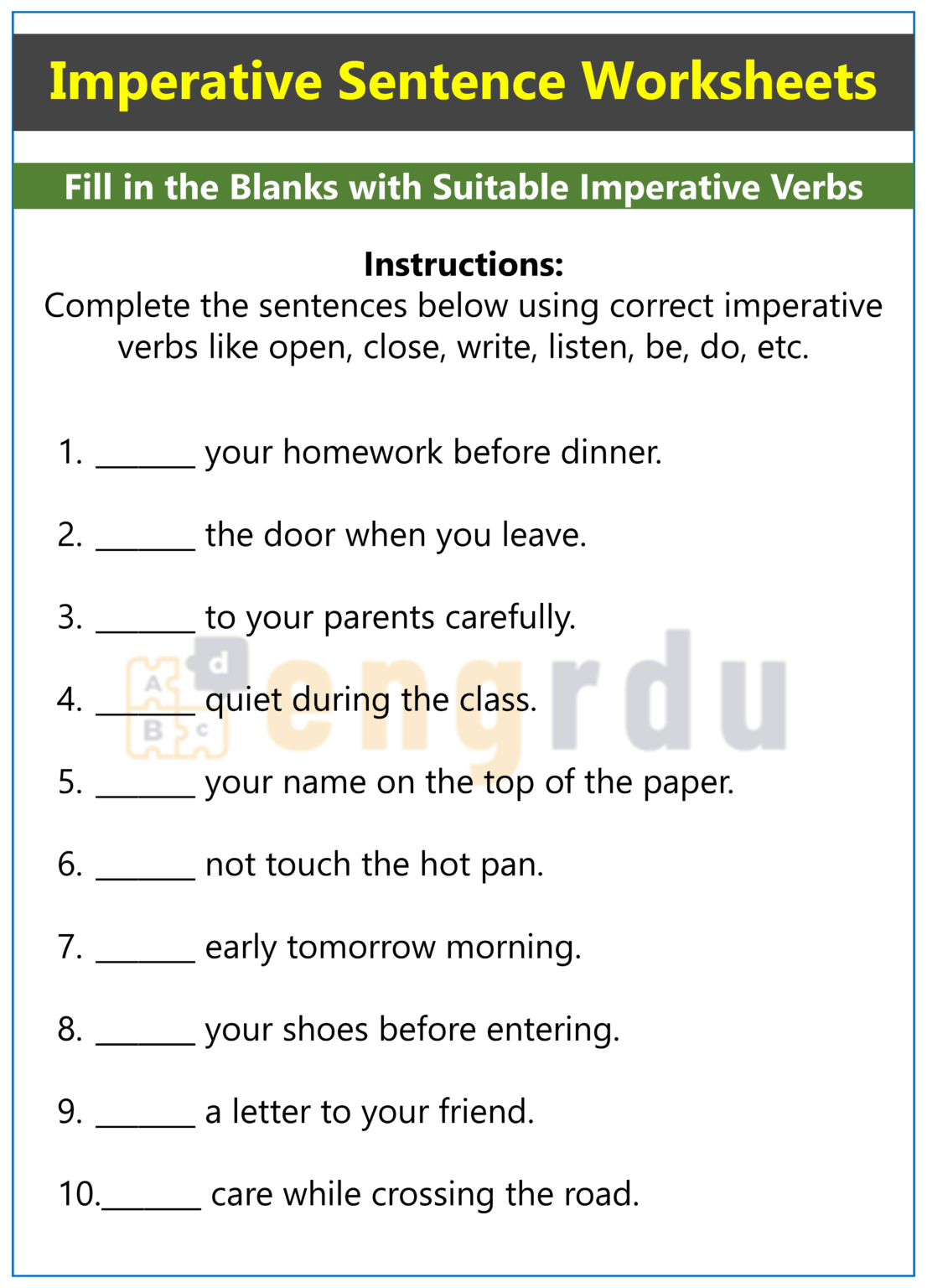 Imperative Sentence Definition, Uses, and Examples - Engrdu
