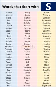 1000+ Words that Start with S | S-Words List in English - Engrdu