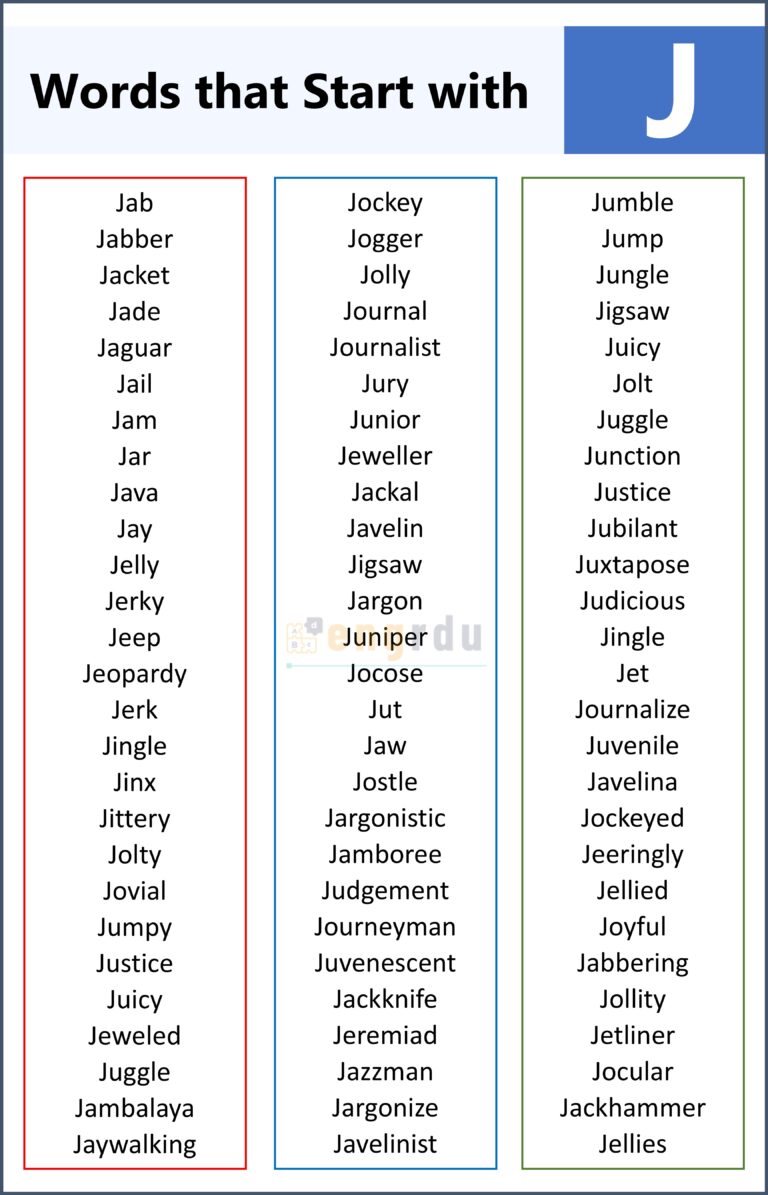 500+ English Words that Start with J | J-Words List - Engrdu