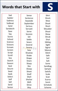 1000+ Words that Start with S | S-Words List in English - Engrdu