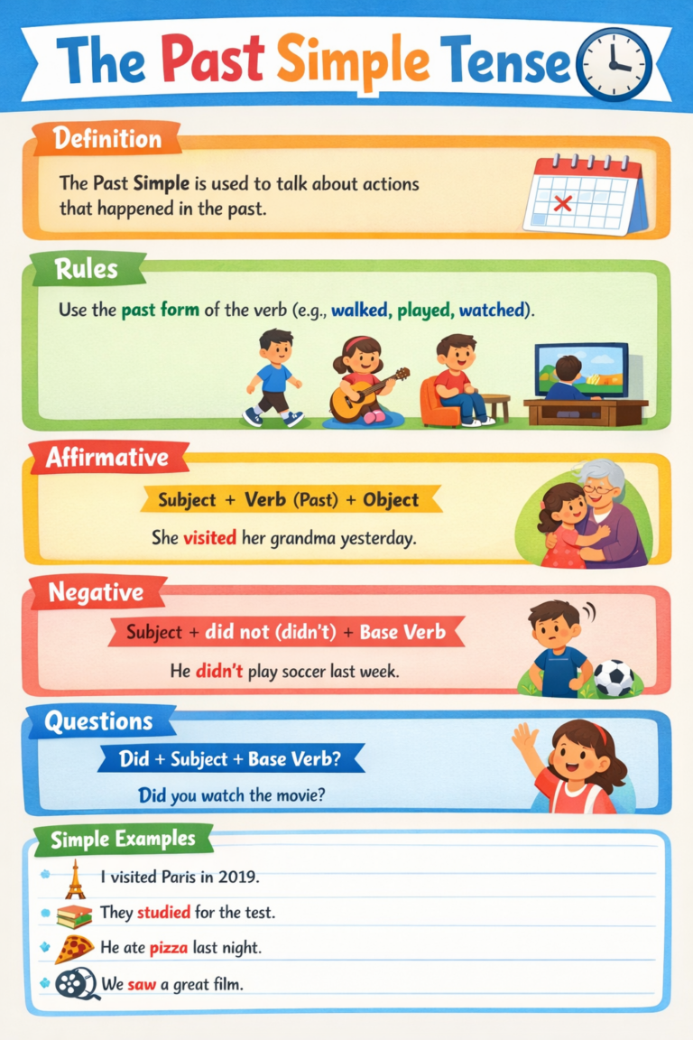 Past Simple Tense in English with Examples and Chart - Engrdu