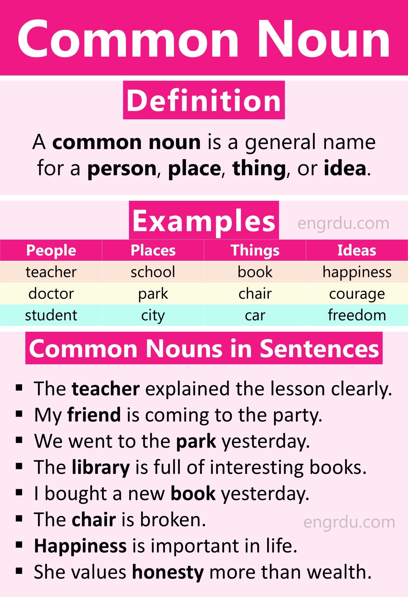 Common Nouns: Definition, Uses, Examples in English - Engrdu
