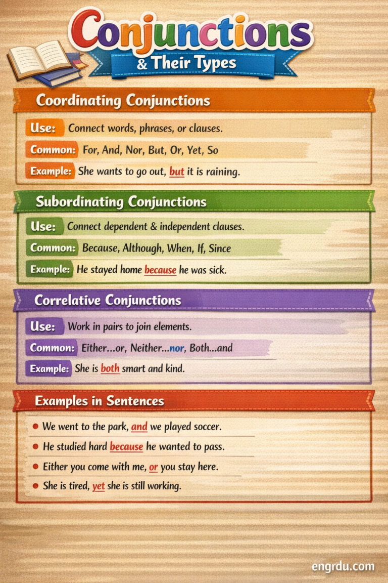Conjunction: Definition, Types, Uses, and Examples - Engrdu