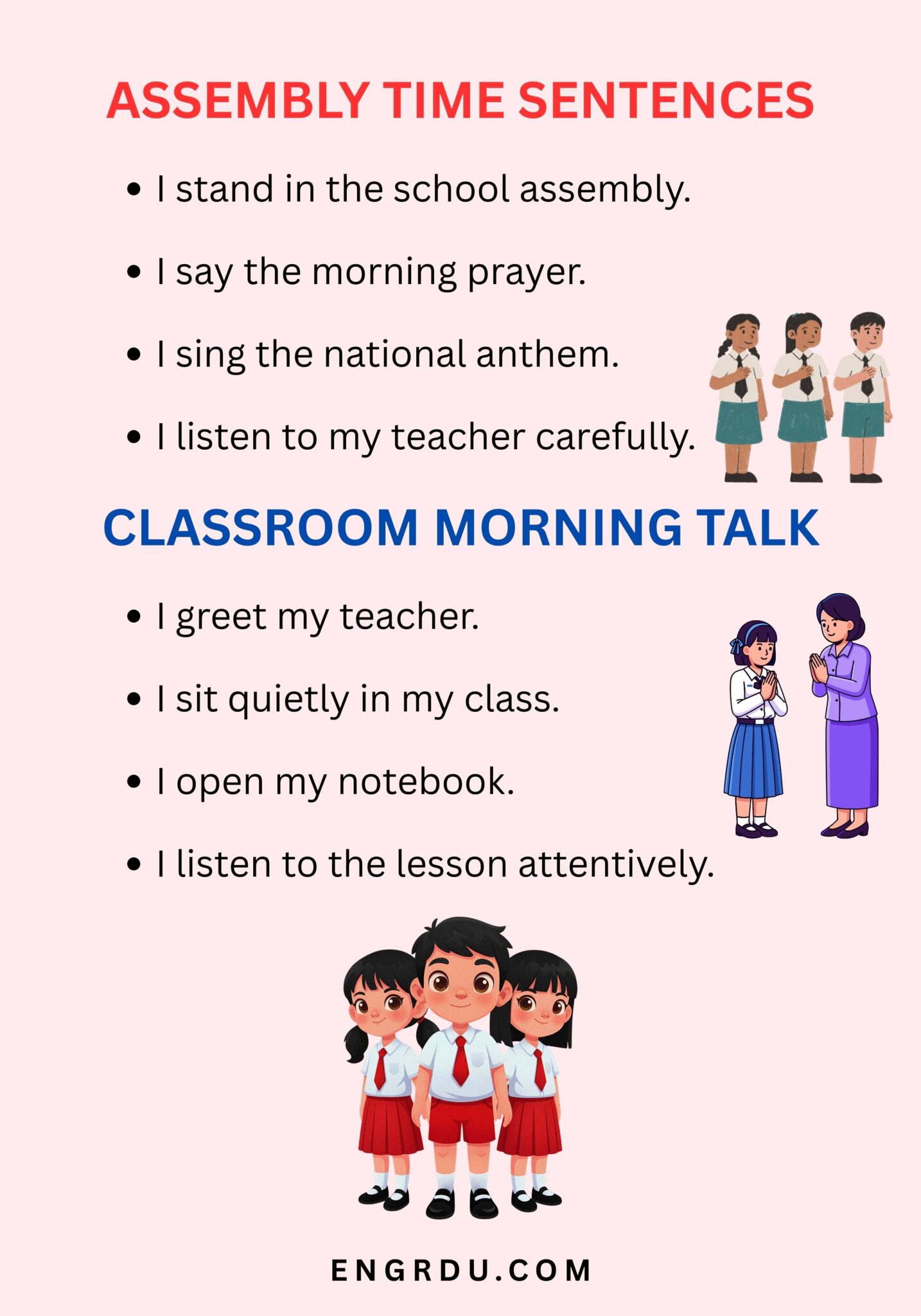 120 Morning Routine Sentences for Kids in English - Engrdu