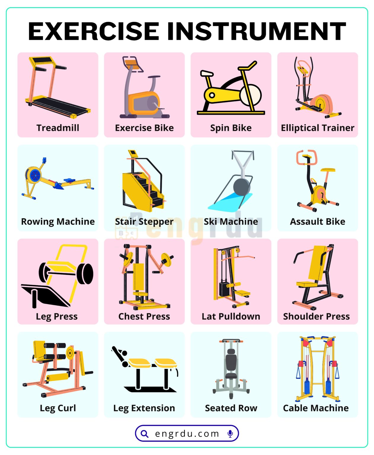 Exercise Instrument Name in English with Images - Engrdu