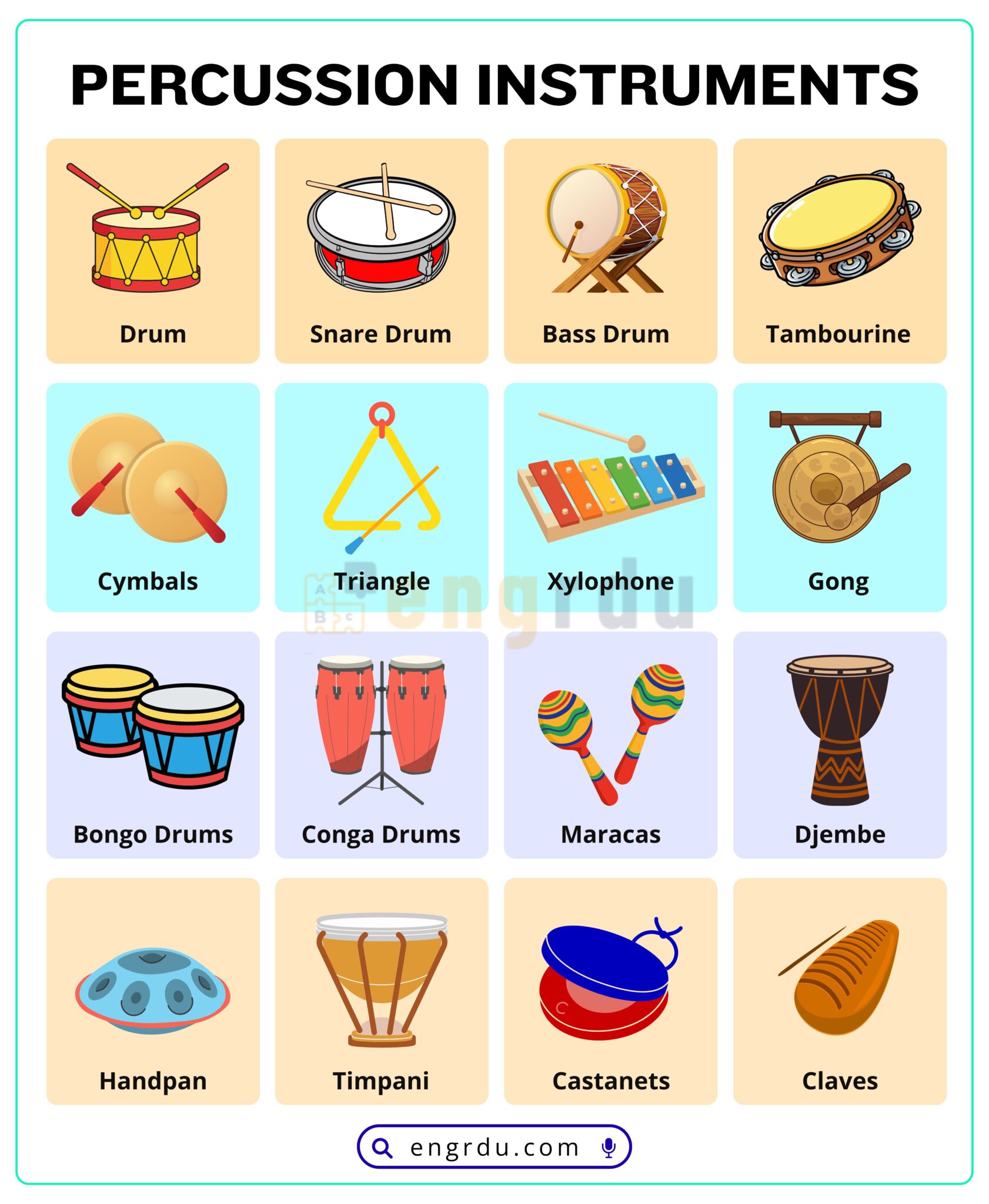 Percussion Instruments Names and Uses with Pictures - Engrdu